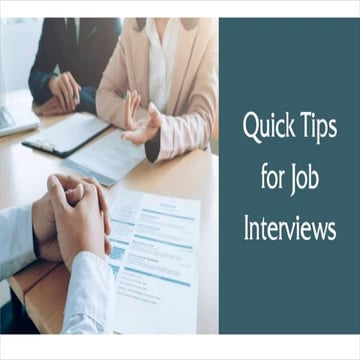 Quick Tips for Job Interviews | PPT