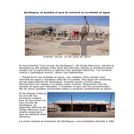 Quillagua el pueblo al que la mineria arrebato el agua | PDF
