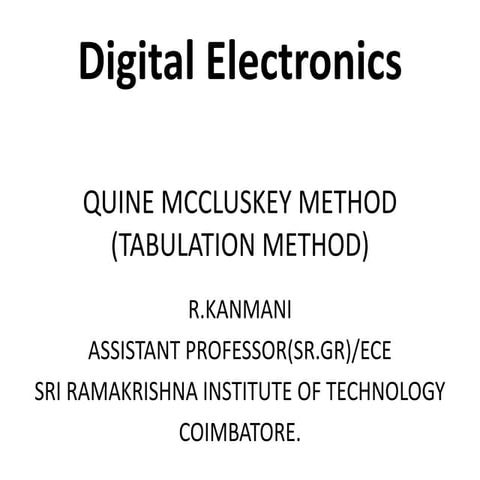 Quine mccluskey method | PDF