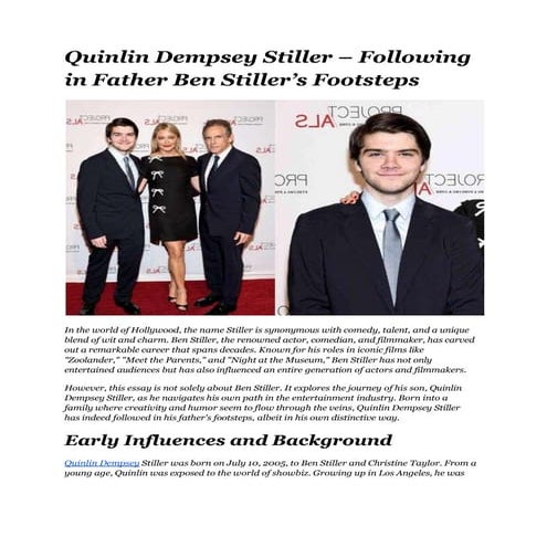 Quinlin Dempsey Stiller Following In Father Ben Stillers Footstepspptx