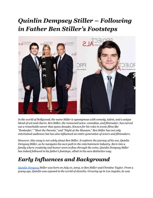 Quinlin Dempsey Stiller Following In Father Ben Stillers Footstepspptx