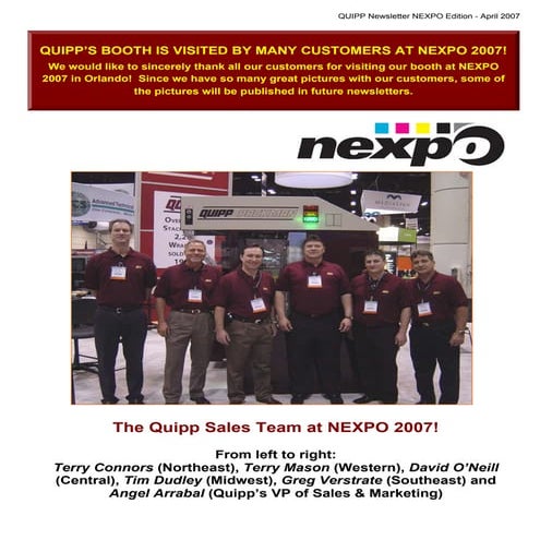 Quipp Newsletter Nexpo2007 | PDF | Business | Business and Finance