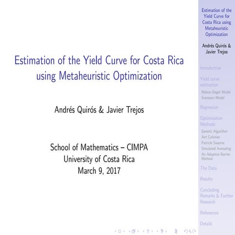 Yield curve estimation in Costa Rica | PDF