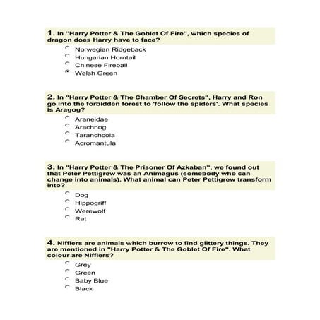 harry potter quiz 1 | DOCX | Reptiles | Pets