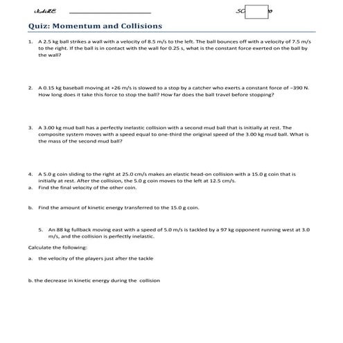 Quiz | DOCX | Physics | Science