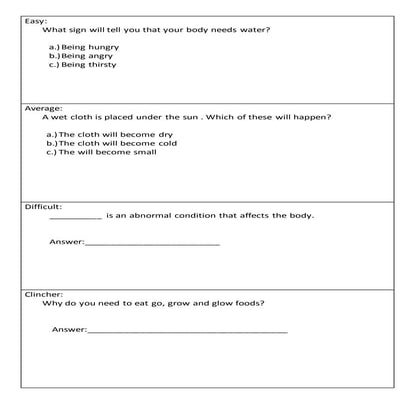 Quiz | DOCX | Nutrition | Healthy Living