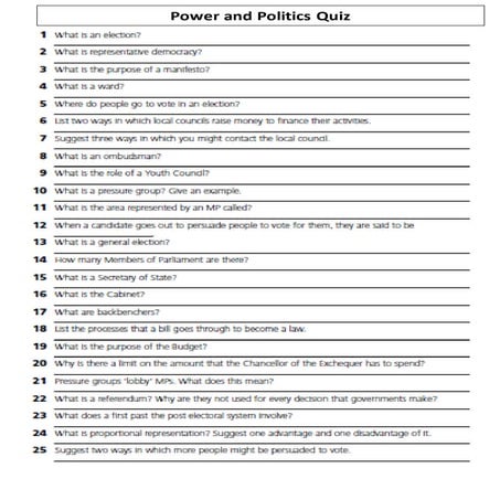 Quiz | DOCX | Politics