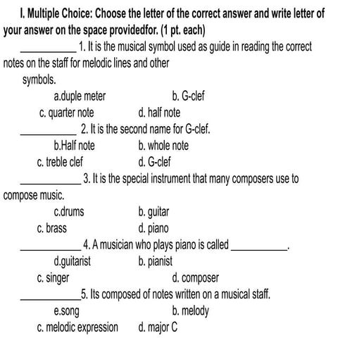 quiz music arts physical education, health.pptx