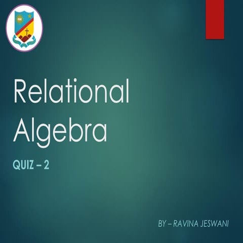 Quiz on Relational Algebra | PPT