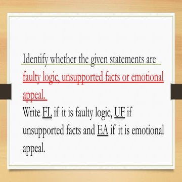 Activity - faulty logic, unsupported fact, or emotional appeal. | PPTX