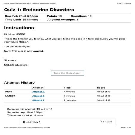 Quiz 1: Endocrine Disorders: NCLEX Review- Physiologic Integrity.pdf