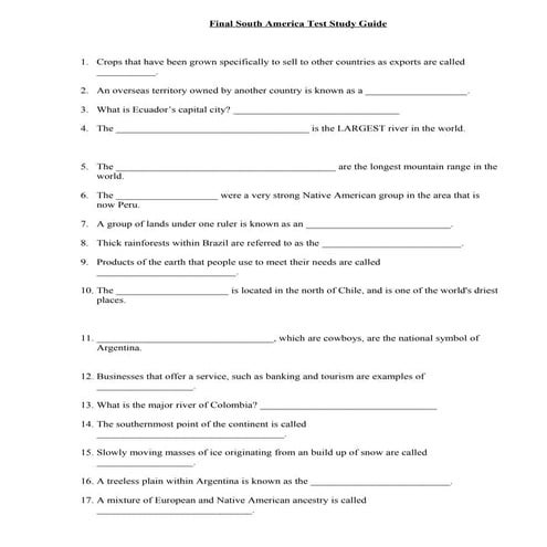 South america study guide | PDF