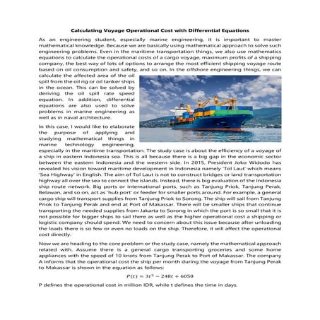Calculating Voyage Operational Cost with Differential Equations | PDF