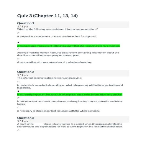 Quiz 3 chapter 11, 13, 14 | PDF