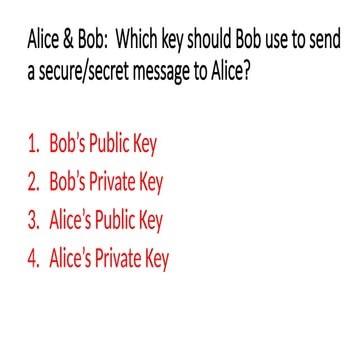 Alice & Bob: Quiz about public key encryption | PPT