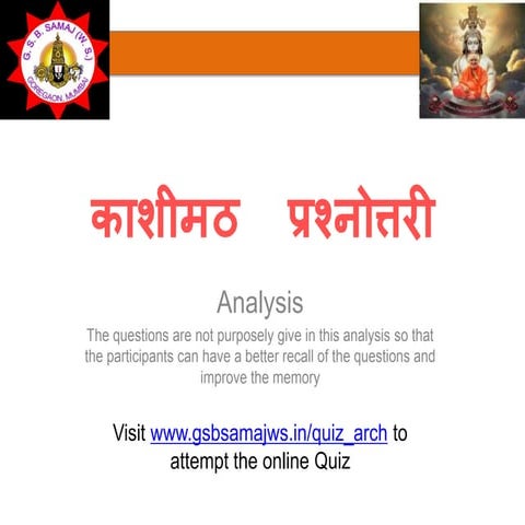 Kashi Math Prashnothari Quiz Analysis | PPTX