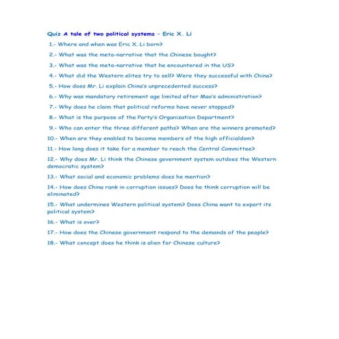 Quiz A tale of two political systems | DOC