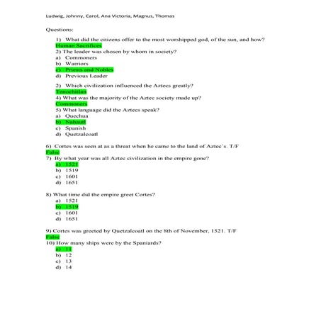 Quiz aztecs group johnny | DOCX
