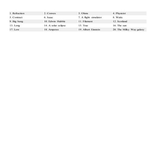 Quiz bee ans. | DOCX | Physics | Science