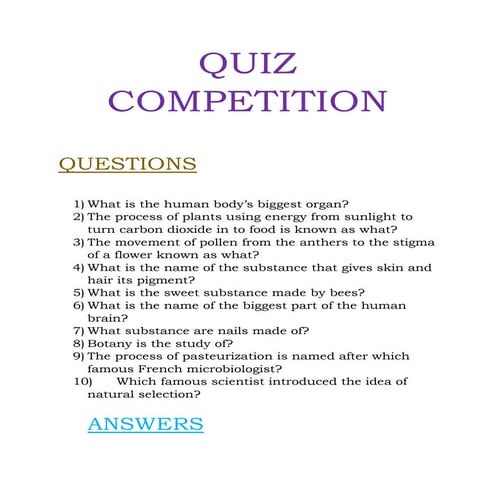 Quiz competition | DOCX