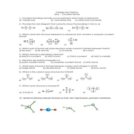 Quiz Covalent Bonds | DOC