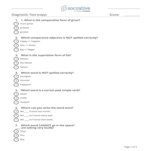 Quiz diagnostictestcopy | PDF