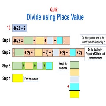 Quiz dividing using place value | PPTX