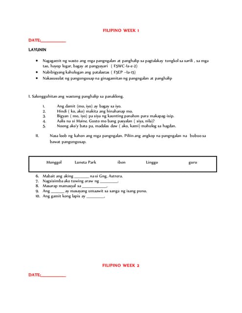 Pagsusulit: Kabanata 1- 11 ng Noli Me Tangere | PDF