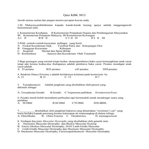 Quiz kbk 3013 | PDF