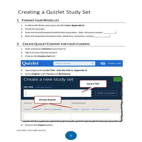 How to Make and Embed a Quizlet Study Set | DOCX