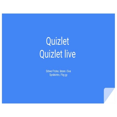 Quizlet och quizlet live | PDF