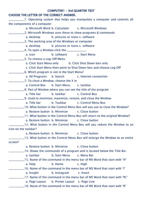 Beginning computer basics exercise | PDF