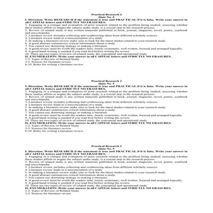 Test questions for practical research 2 subject | PDF