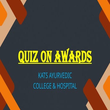 QUIZ ON AWARDS FOR INCREASING THE GENERAL KNOWLEDGE | PPTX