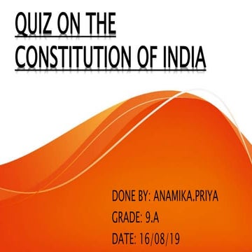 Quiz on the constitution of india | PPTX