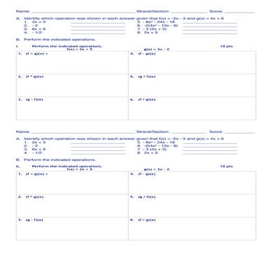 Quiz operations with functions | PDF