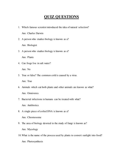 General knowledge questions | PPT