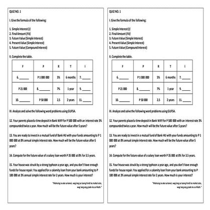 Quiz (simple interest and compound interest) | DOCX