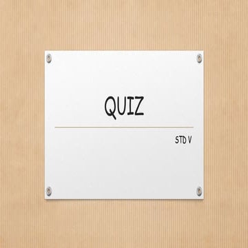 English Literature Quiz for STD V from lessons in the textbook | PPTX