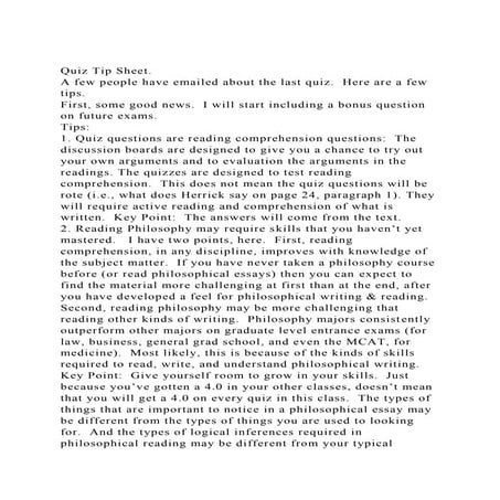 Quiz Tip Sheet. A few people have emailed about the last quiz. .docx