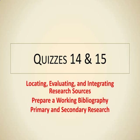 Quizzes 14 & 15 | PPSX | Secondary Education | Education