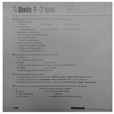 Quizzes units 1 6 | DOC