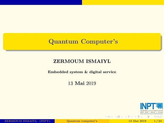 Quantum computer ppt | PPTX | Physics | Science
