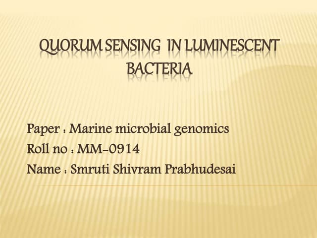 Quorum sensing in bacteria | PPT