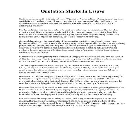 Quotation Marks In Essays.pdf | Homework and Study | Education