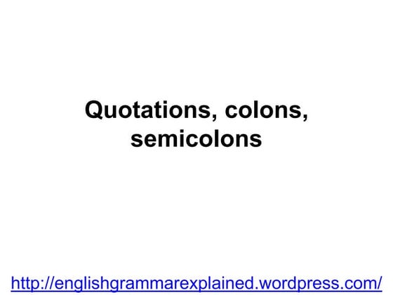 Colon Semicolon | PPT