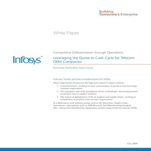 Transforming Quote to Cash cycle in High Tech OEMs | PDF