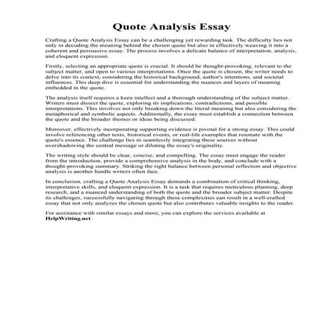 Quote Analysis Essay | PDF