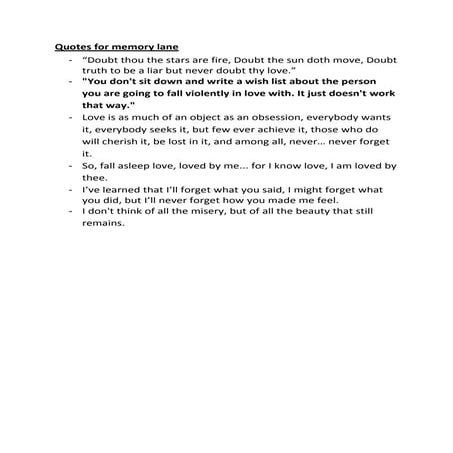 Quotes for memory lane | DOCX