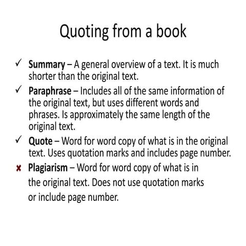 Quoting a book without plagiarizing | PPTX